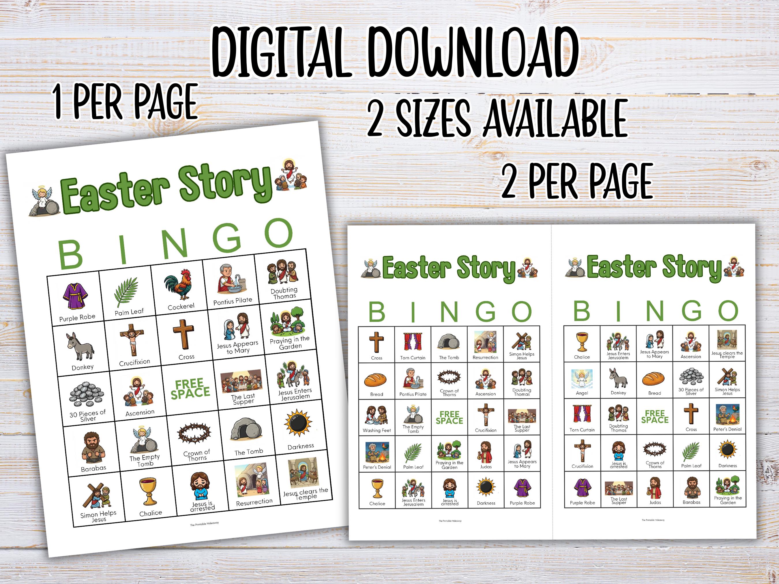 Easter Story Bingo Game Printable, Bible Bingo Cards, Church Party Game ...