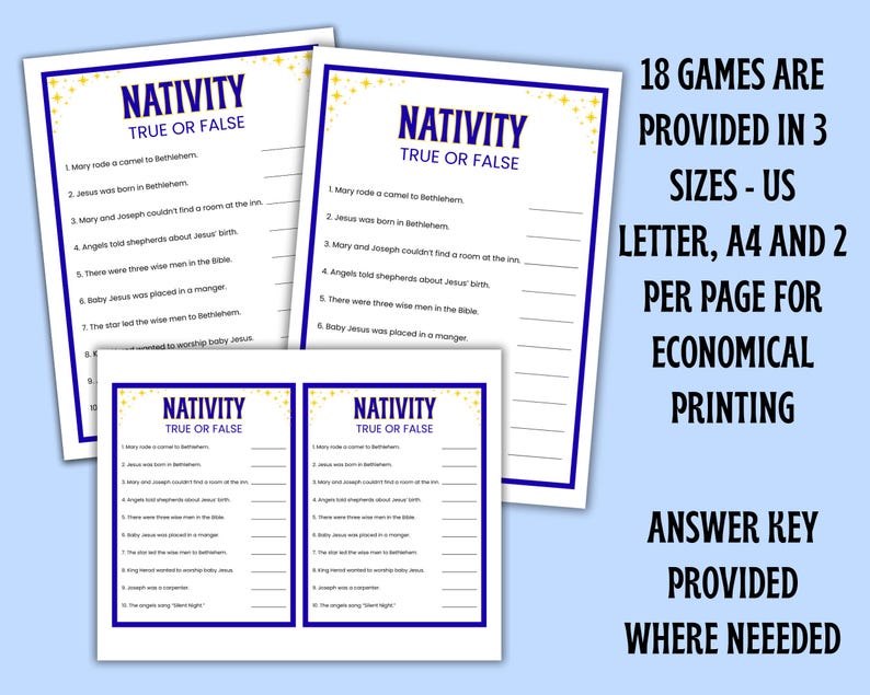 Nativity Activity and Game Bundle for Kids, Nativity Printable ...