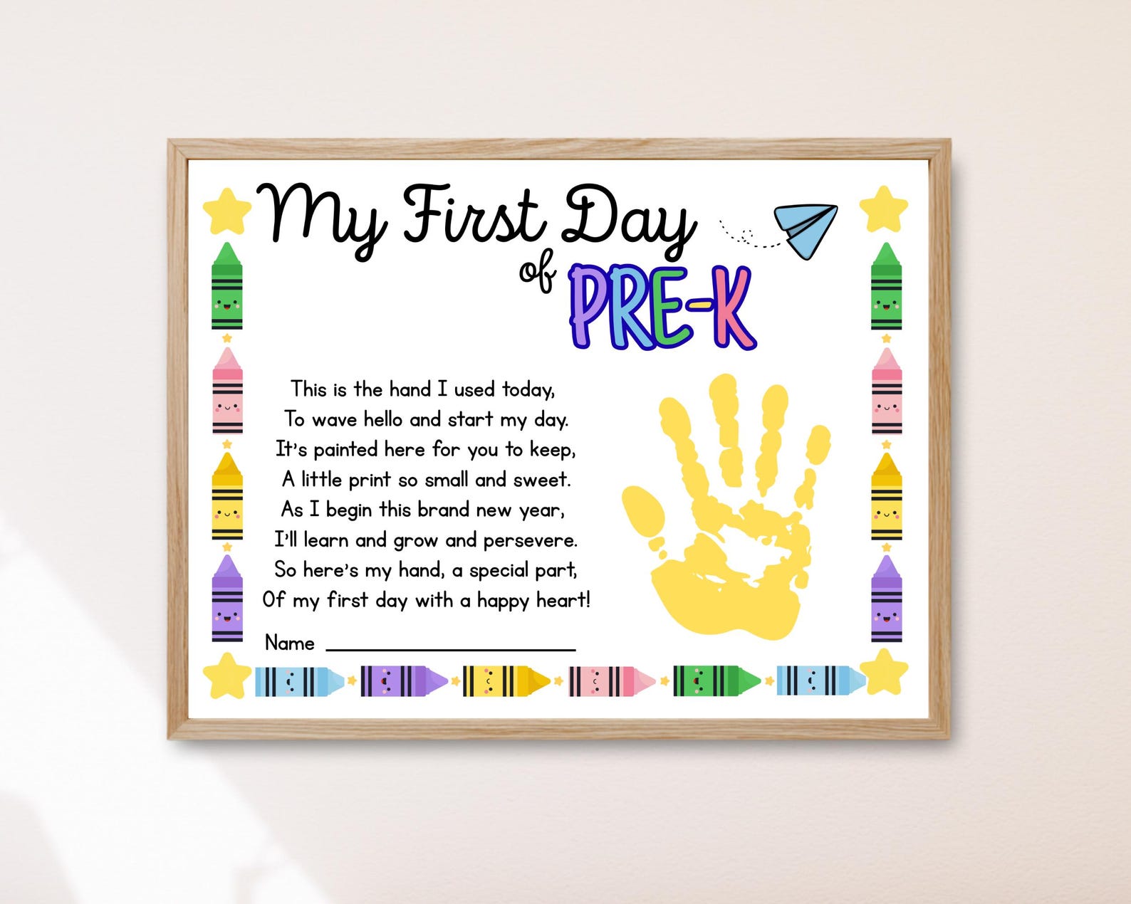 First Day of Pre-k Handprint Craft Back to School Handprint Art, Infant ...