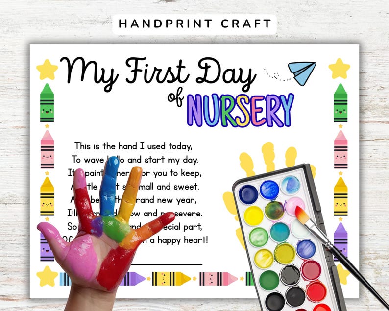 Back to School Handprint Craft, First Day Keepsake, Infant Handprint ...