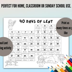 Engaging Lent Countdown Calendar for Kids. Activity Calendar for the ...
