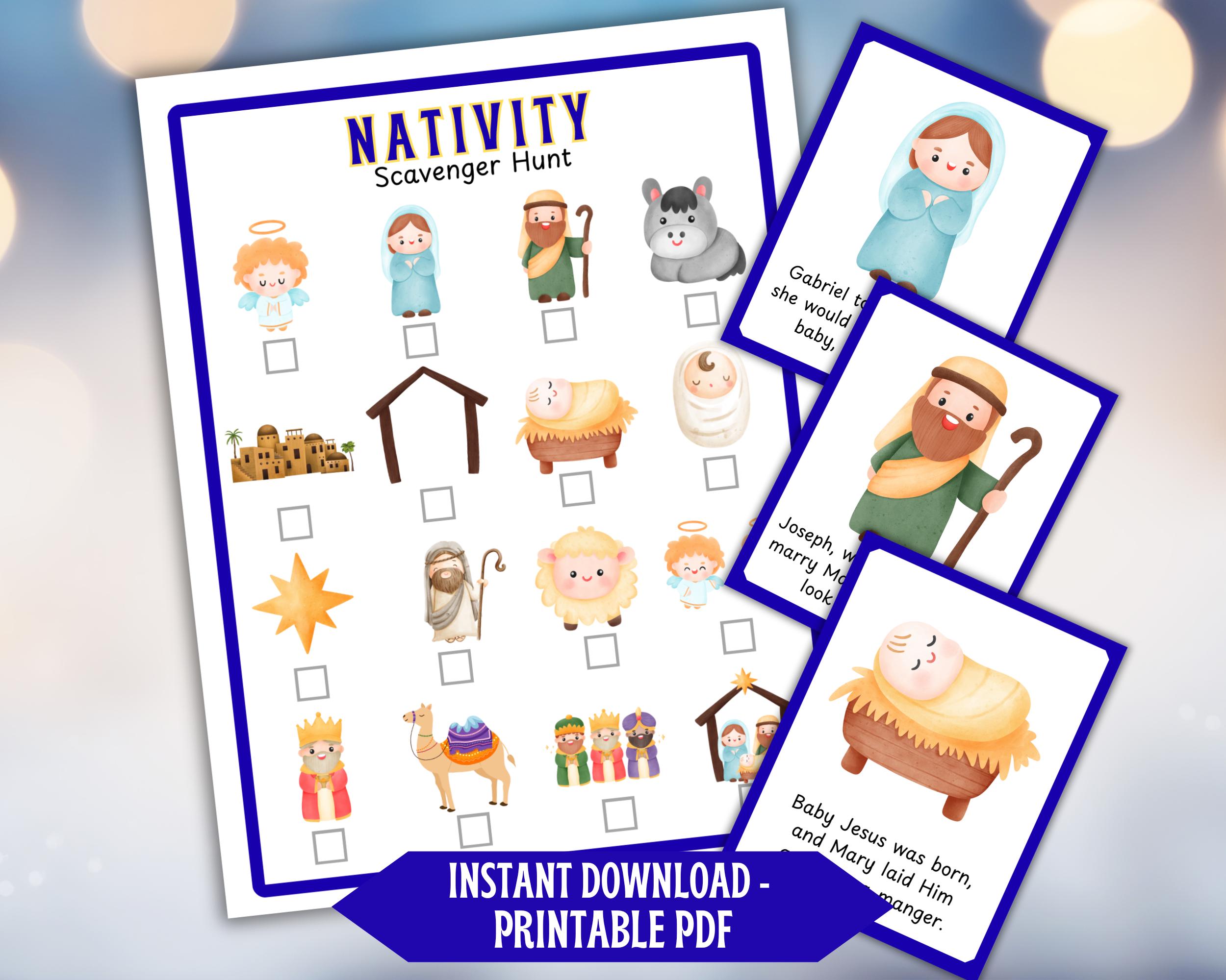 Printable Nativity Scavenger Hunt for Kids, Sunday School Christmas ...