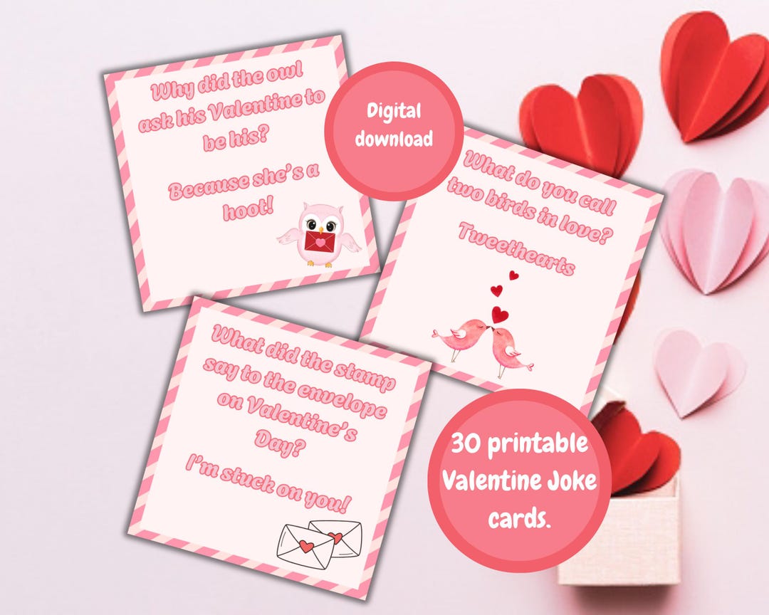 Valentine's Day Printable Joke Notes for Kids and Treats! Instant ...