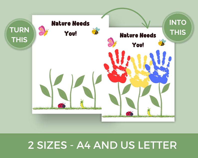 Earth Day Handprint Craft Printable, Handprint Flowers for Preschool ...