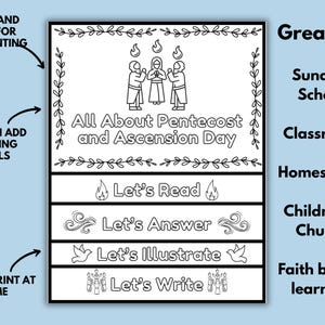 Pentecost and Ascension Day Flip Book Activity for Kids Christian Bible ...