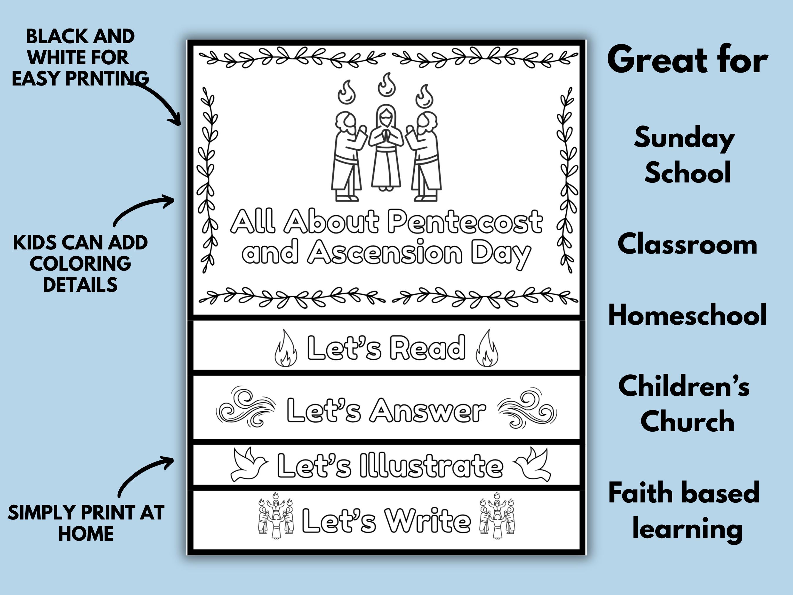 Pentecost and Ascension Day Flip Book Activity for Kids Christian Bible ...