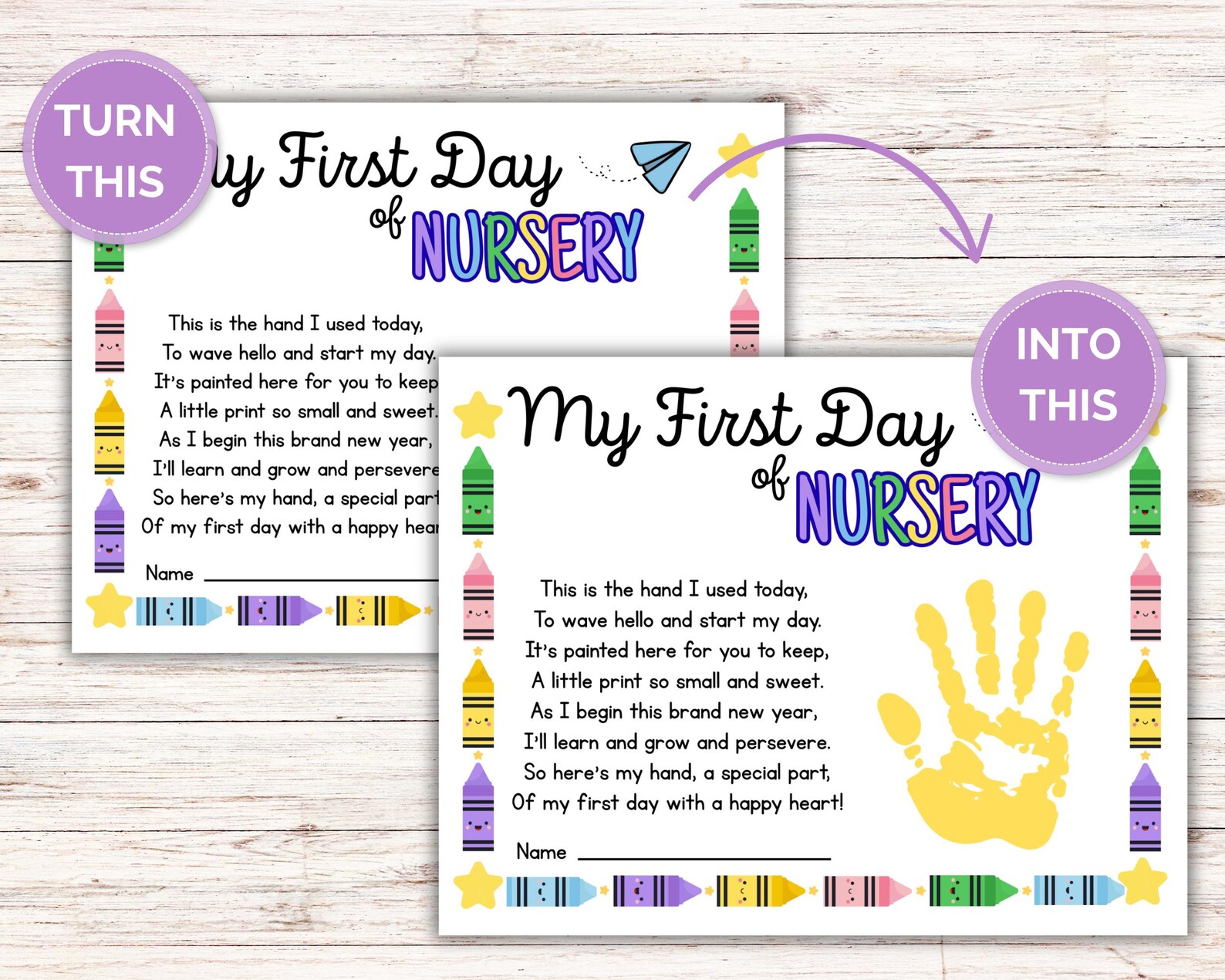 Back to School Handprint Craft, First Day Keepsake, Infant Handprint ...