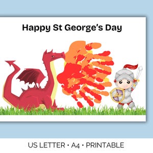 George and the Dragon Handprint Craft Printable, Fun Handprint Art ...