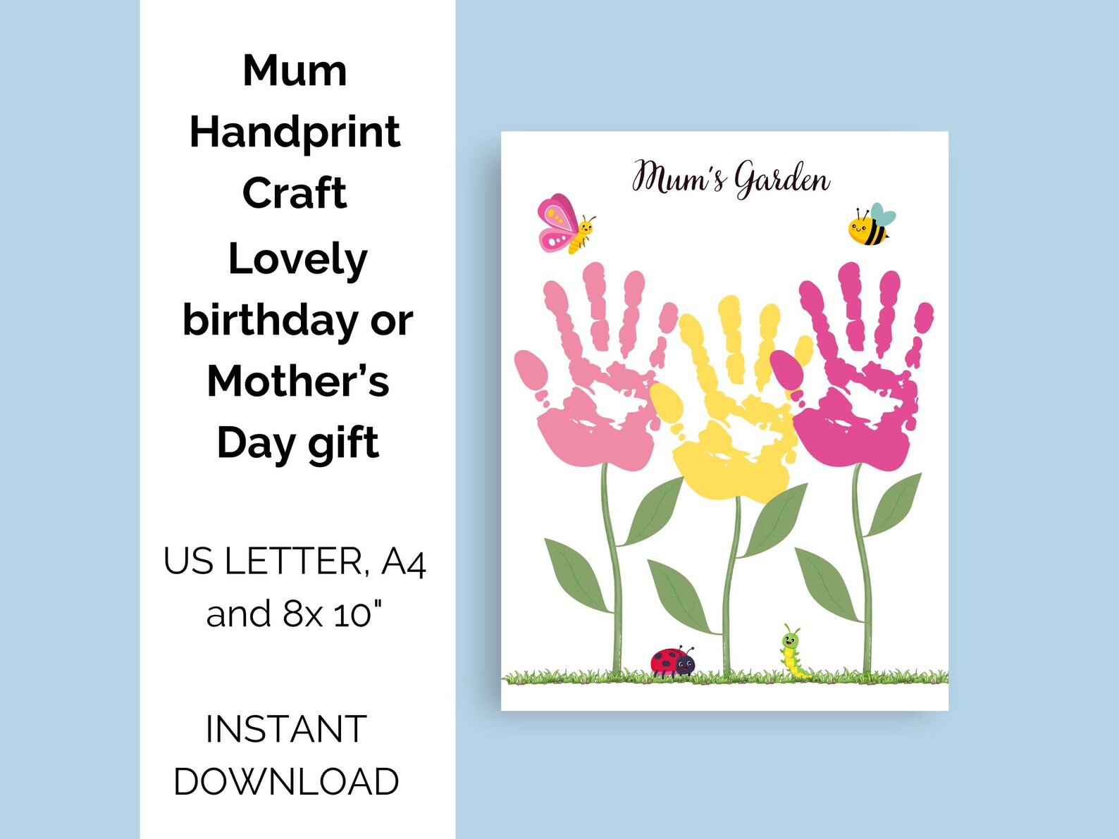 Mothers Day Handprint Craft Printable for Mum, Mothers Day Toddler ...