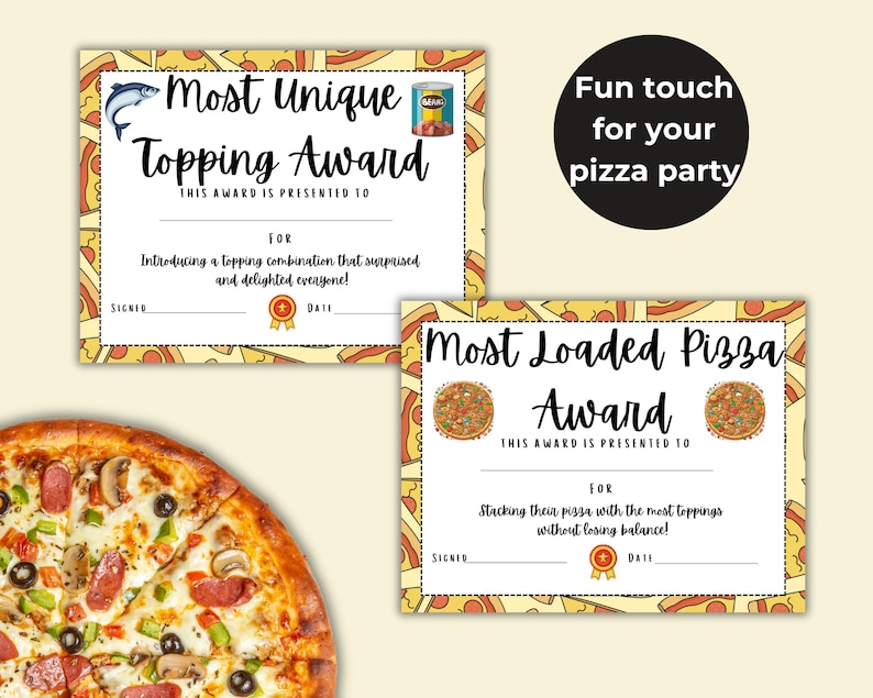 Pizza Party Printable Award Certificates: Elevate Your Pizza Night With ...
