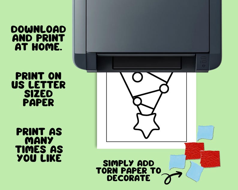 Christmas Torn Paper Craft for Kids, Holiday Cut and Paste Activity ...