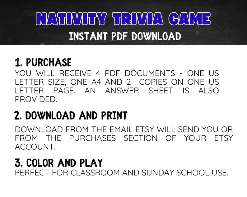 Nativity Trivia Printable, Nativity Coloring Craft, Christmas Trivia ...