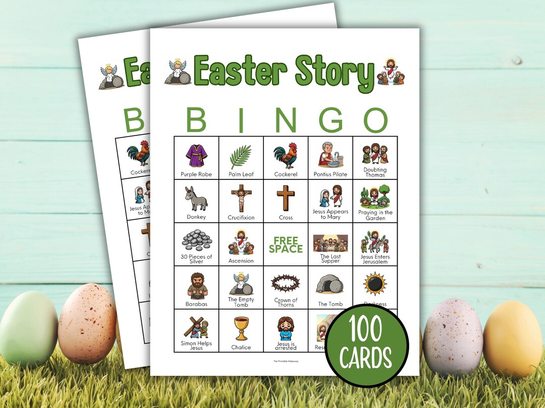 Easter Story Bingo Game Printable, Bible Bingo Cards, Church Party Game ...