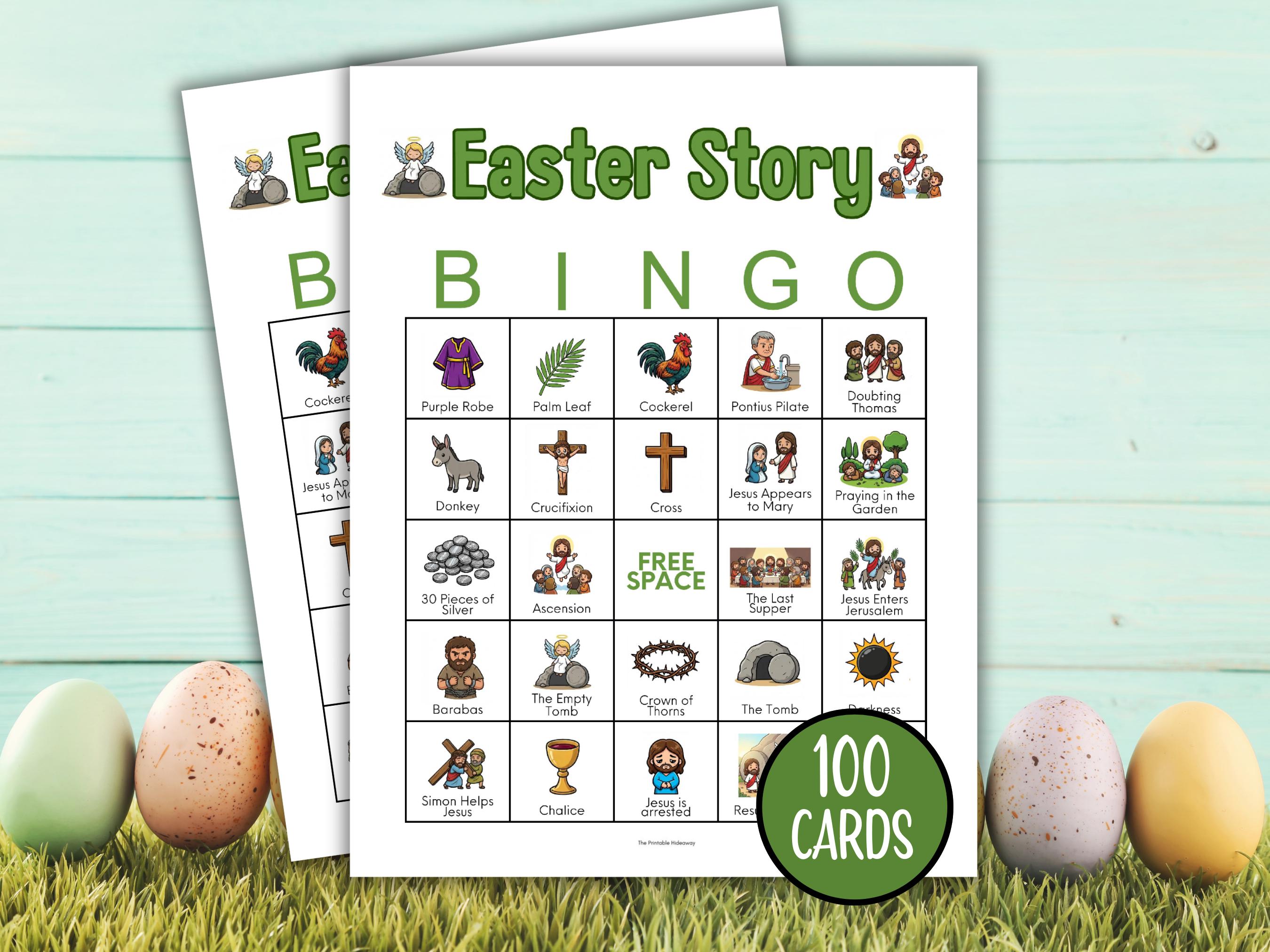 Easter Story Bingo Game Printable, Bible Bingo Cards, Church Party Game ...