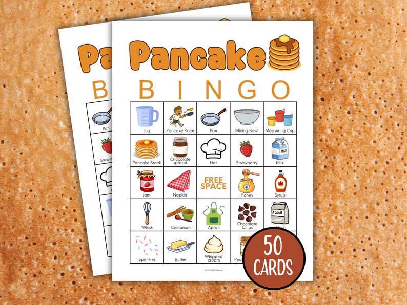 Pancake Bingo Game for Kids Printable, Mardi Gras Party Game, Shrove ...