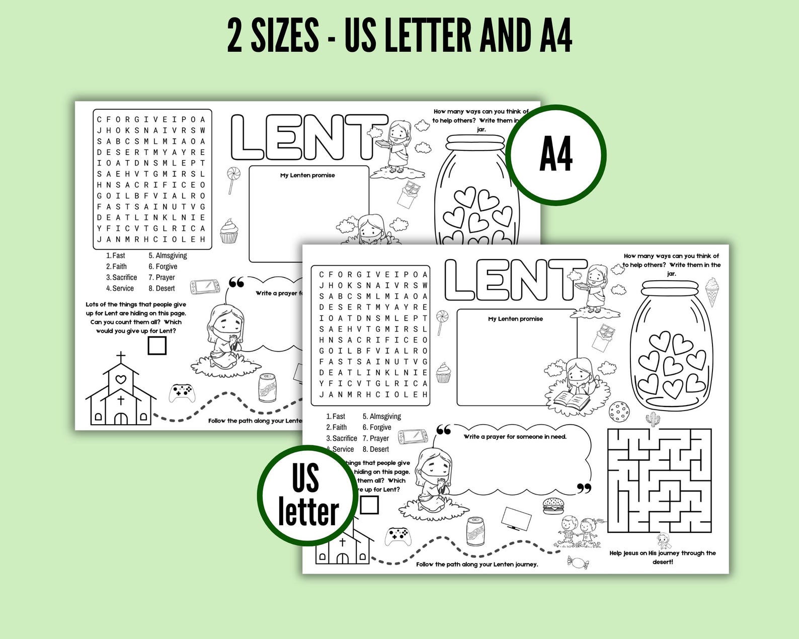 Lent Coloring Activity Sheet for Kids, Printable Lent Bible Activity ...