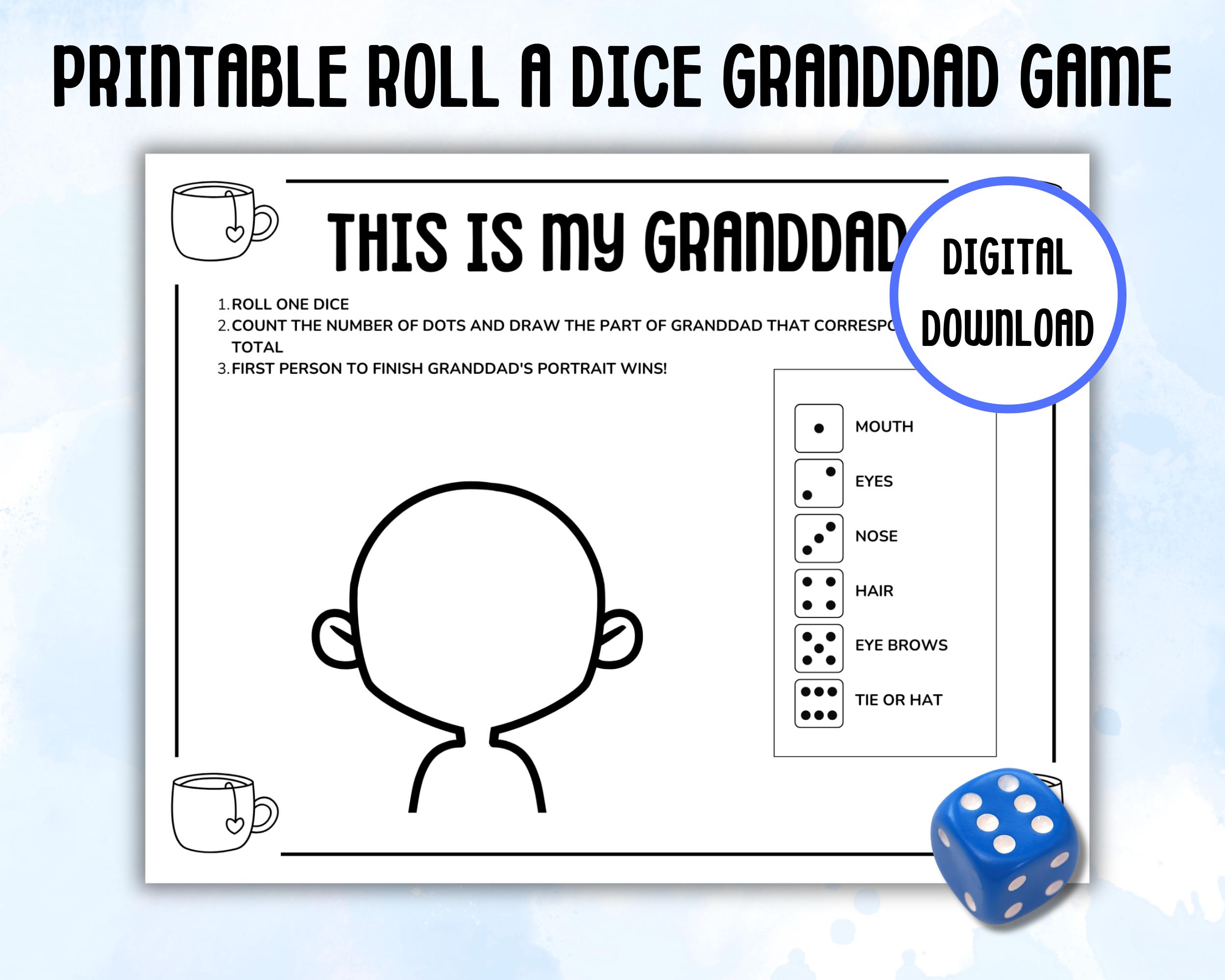 Printable Granddad Roll a Dice Game for Grandparent's Day and Birthday ...