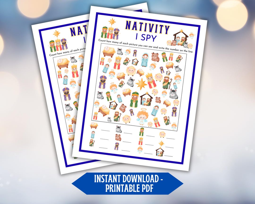 Nativity Game Printable for Kids, Christmas Game I Spy Activity ...