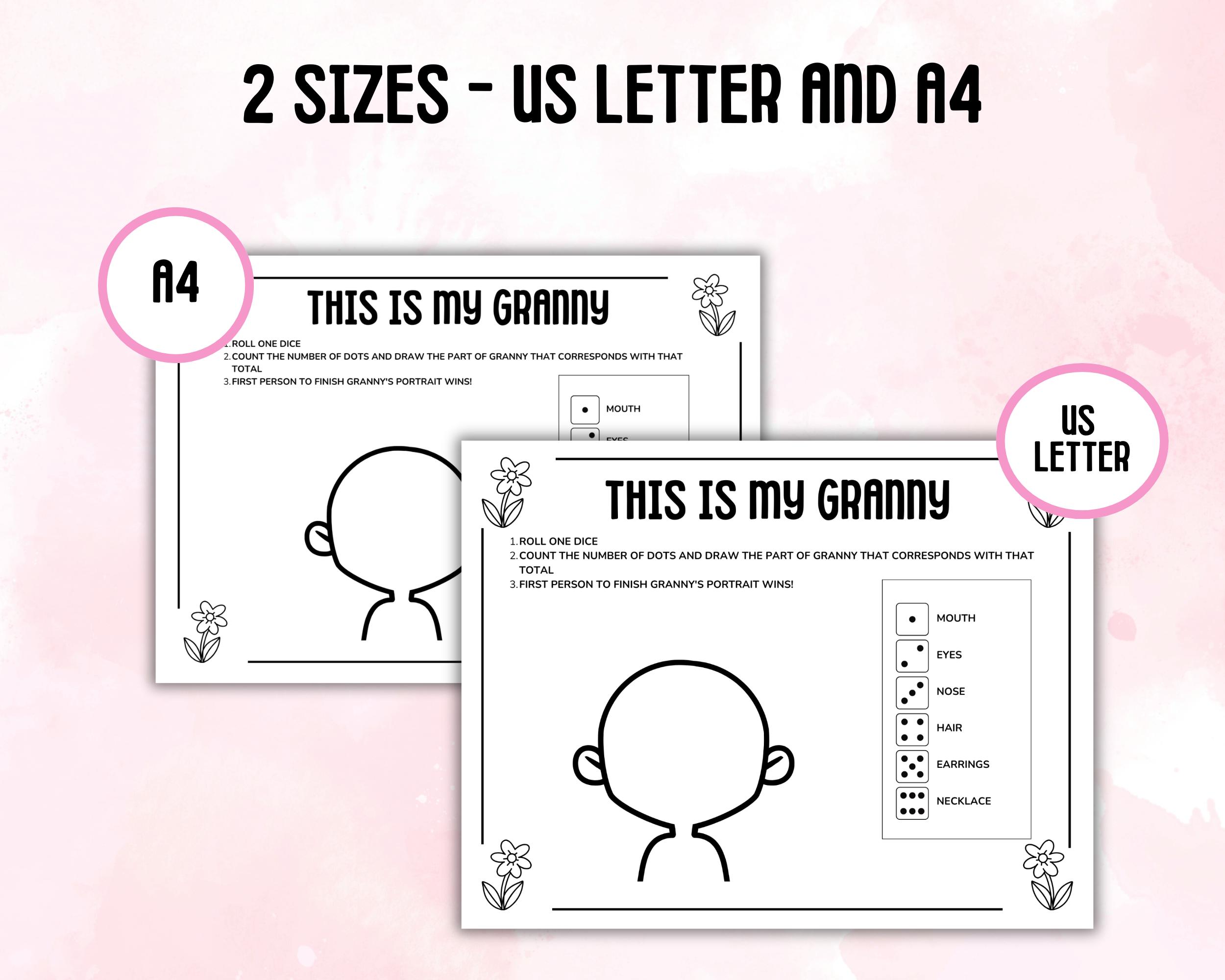 Printable Granny Roll a Dice Game for Grandparent's Day and Birthday ...