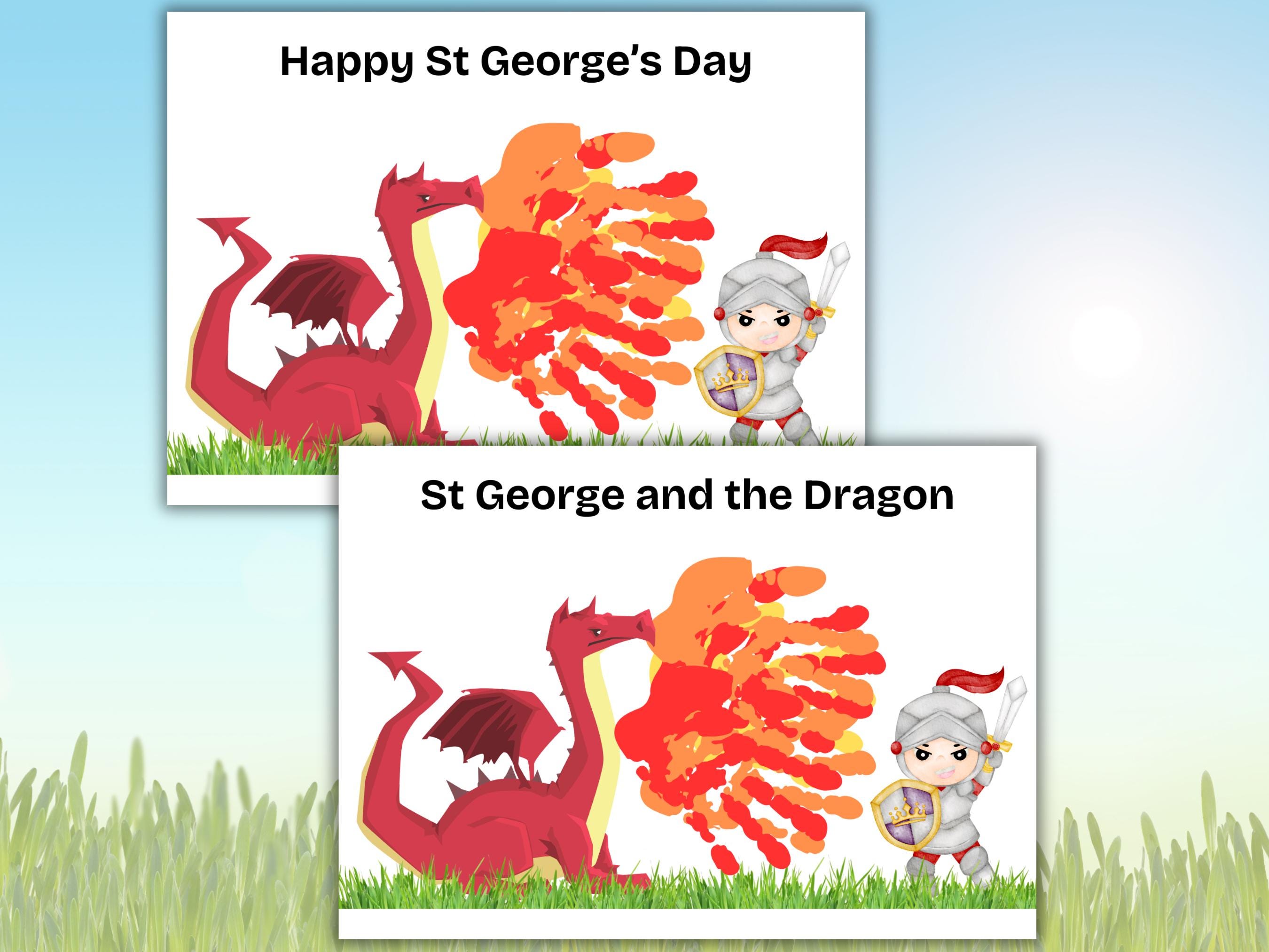 George and the Dragon Handprint Craft Printable, Fun Handprint Art ...