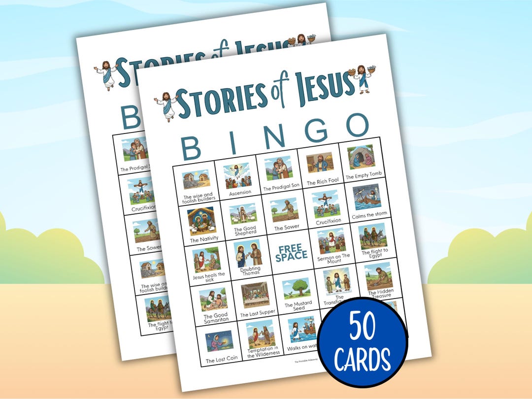 Stories of Jesus Bingo Game Printable, Bible Bingo Cards, Church Party ...