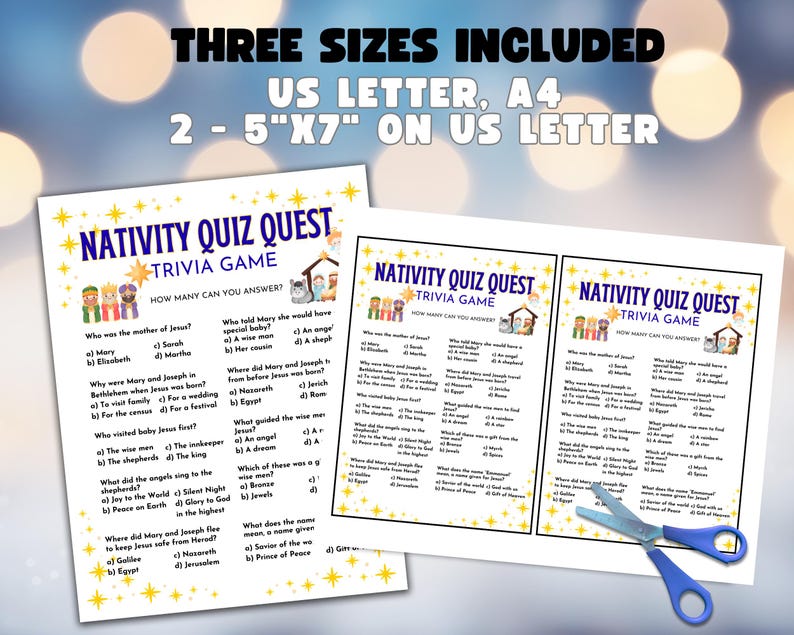 Nativity Trivia Printable, Christmas Trivia Quiz, Holiday Trivia Game ...