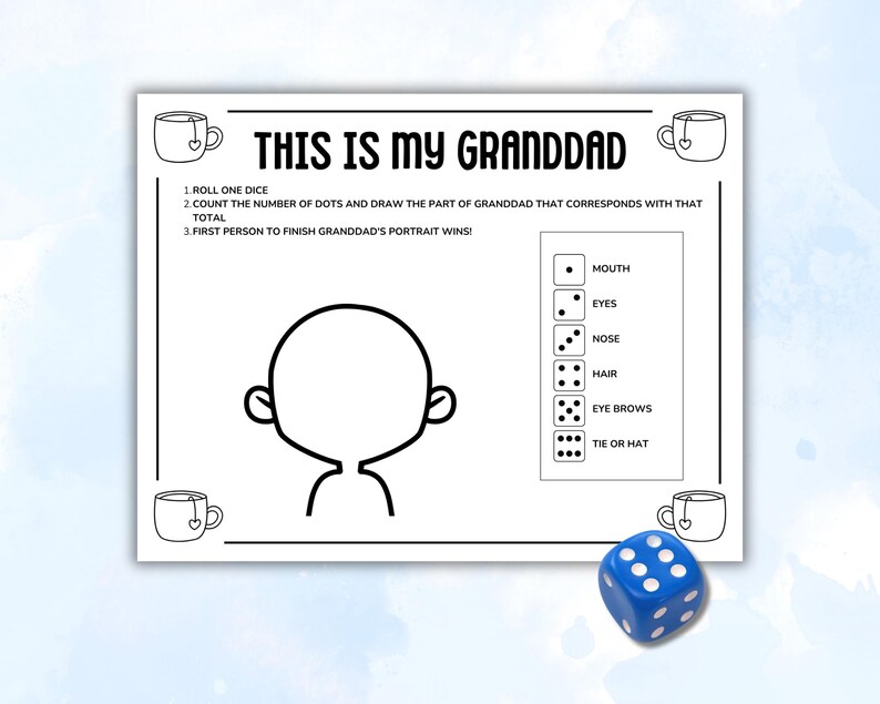 Printable Granddad Roll a Dice Game for Grandparent's Day and Birthday ...
