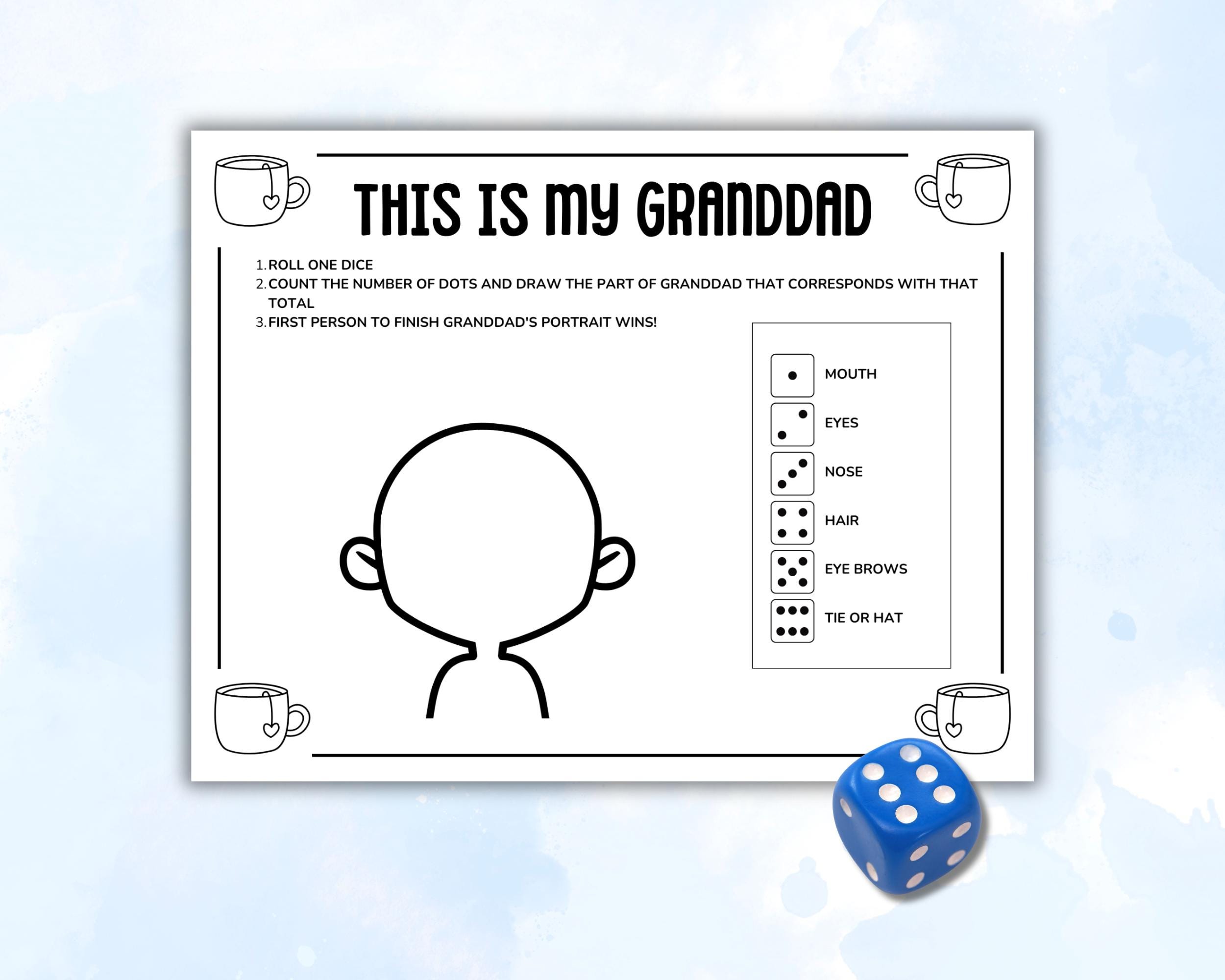 Printable Granddad Roll a Dice Game for Grandparent's Day and Birthday ...