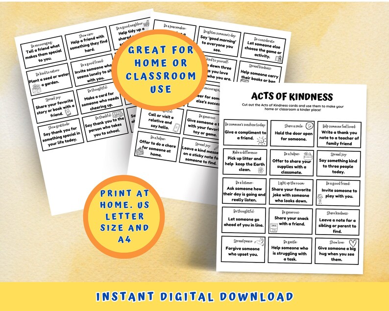 Acts of Kindness Cards, Random Acts of Kindness for Kids, Choose ...