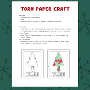 Printable Christmas Torn Paper Craft, Preschool Christmas Craft ...