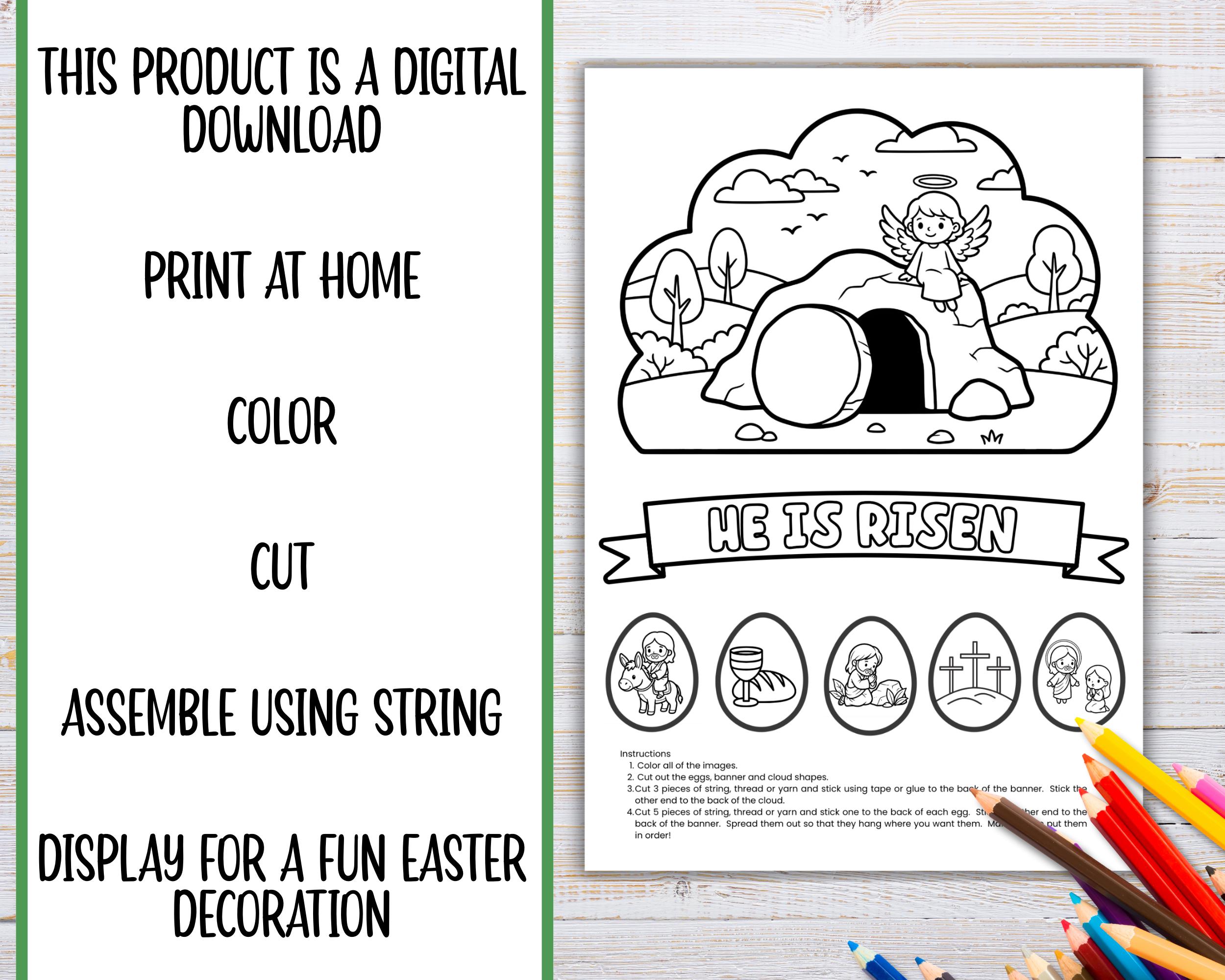 Easter Story Coloring Cut and Paste Craft, Palm Sunday Sunday School ...
