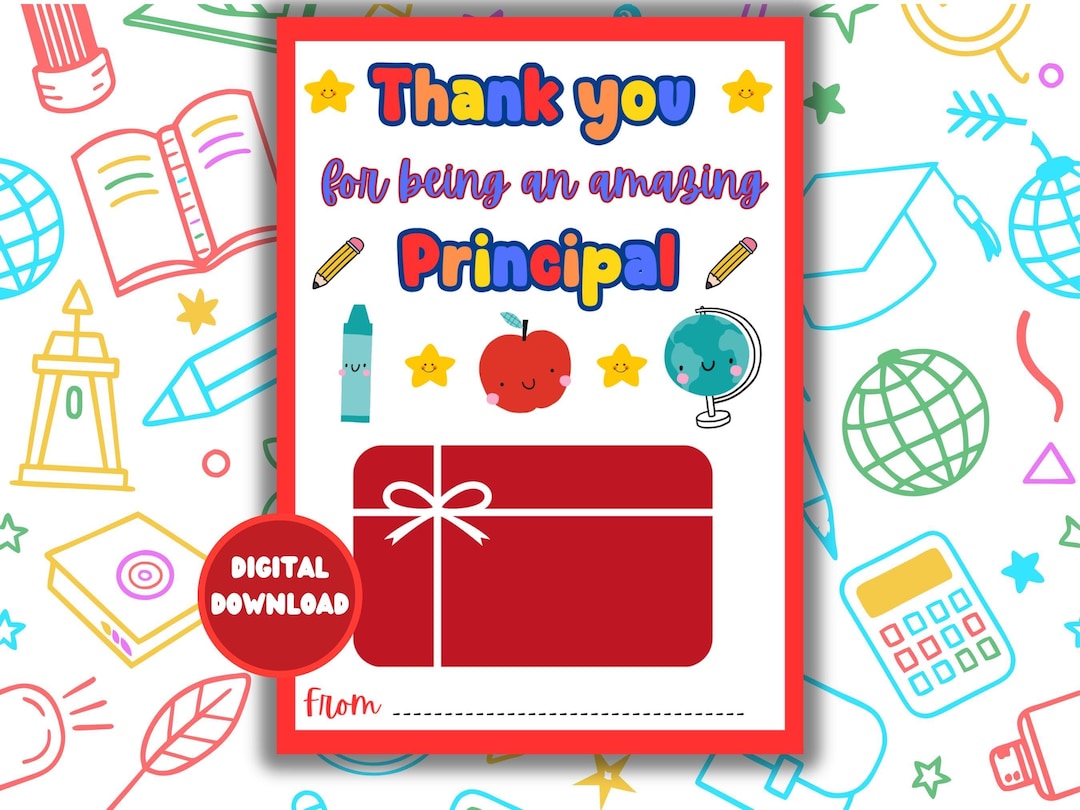Principal Appreciation Gift Card Holder, Printable Thank You for School ...
