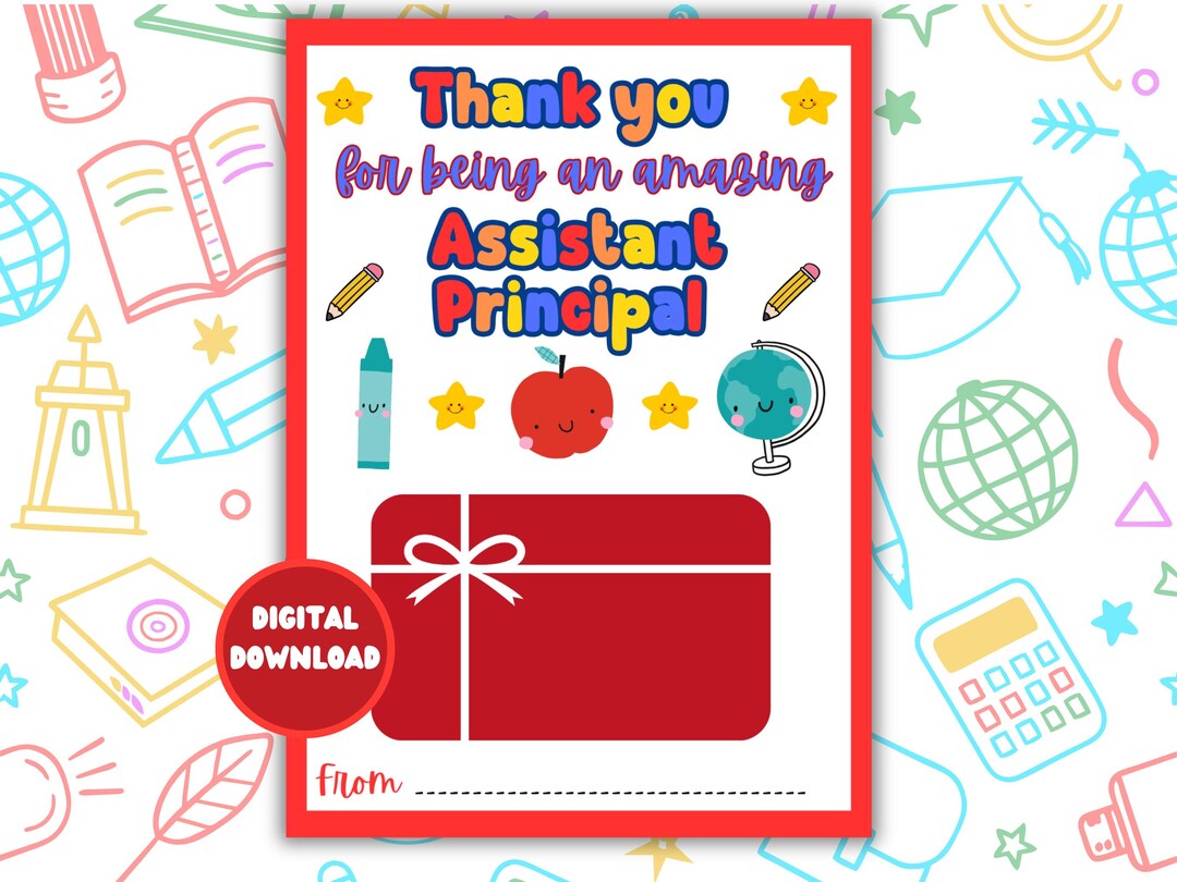 Assistant Principal Appreciation Gift Card Holder, Printable Thank You ...