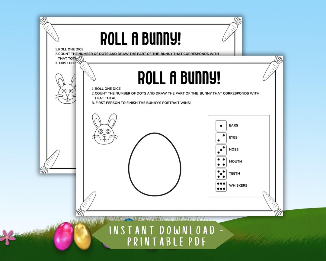 Roll a Bunny Easter Dice Game, Printable Easter Activity for Kids, Fun ...