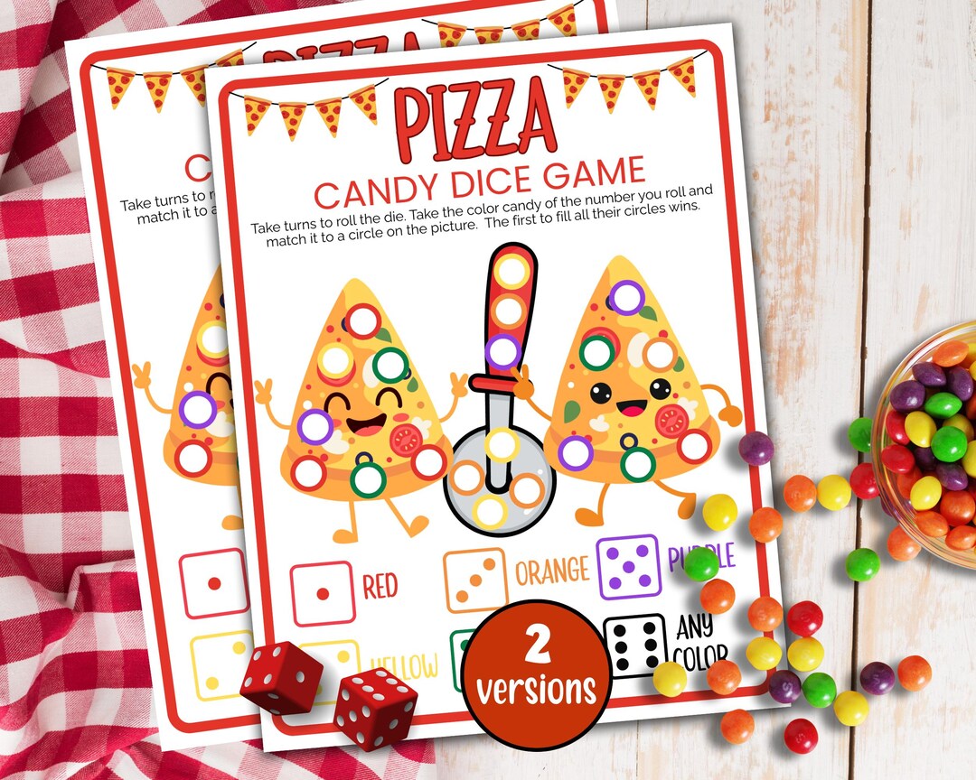 Pizza Candy Dice Game for Kids Printable, Roll a Pizza Game, Pizza ...