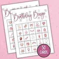 30 Birthday Bingo Cards Printable Game, Pastel Kids Birthday Bingo Boards Party Game, Girls ...