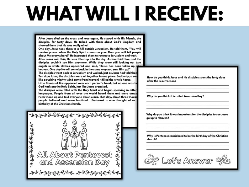 Pentecost and Ascension Day Flip Book Activity for Kids Christian Bible ...