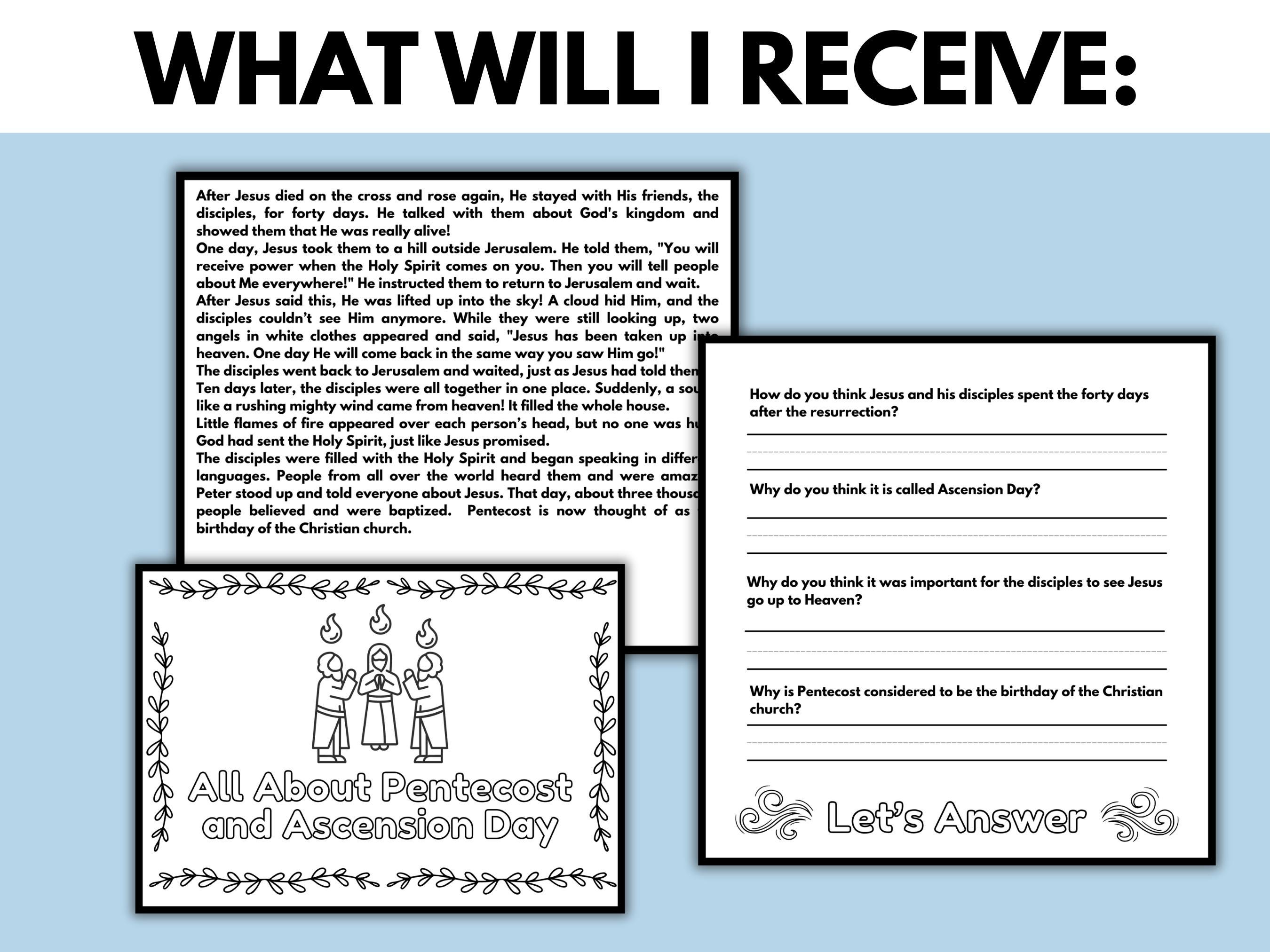 Pentecost and Ascension Day Flip Book Activity for Kids Christian Bible ...