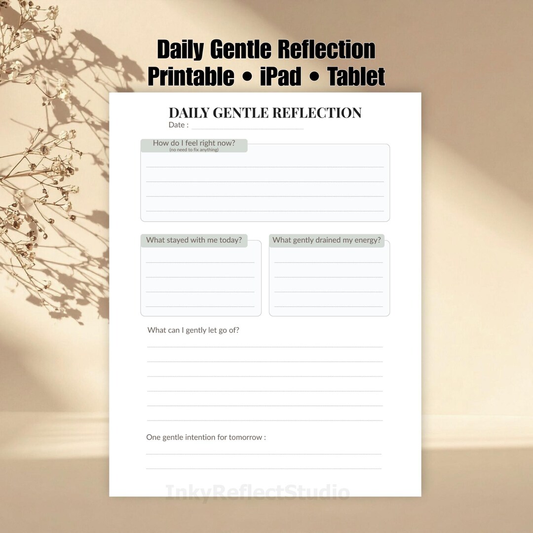 Gentle Reflection Journal Printable | Mindfulness & Self Care Journal ...
