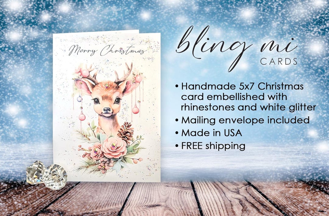Rhinestone Reindeer Christmas Greeting Card - Handmade by BLING MI ...