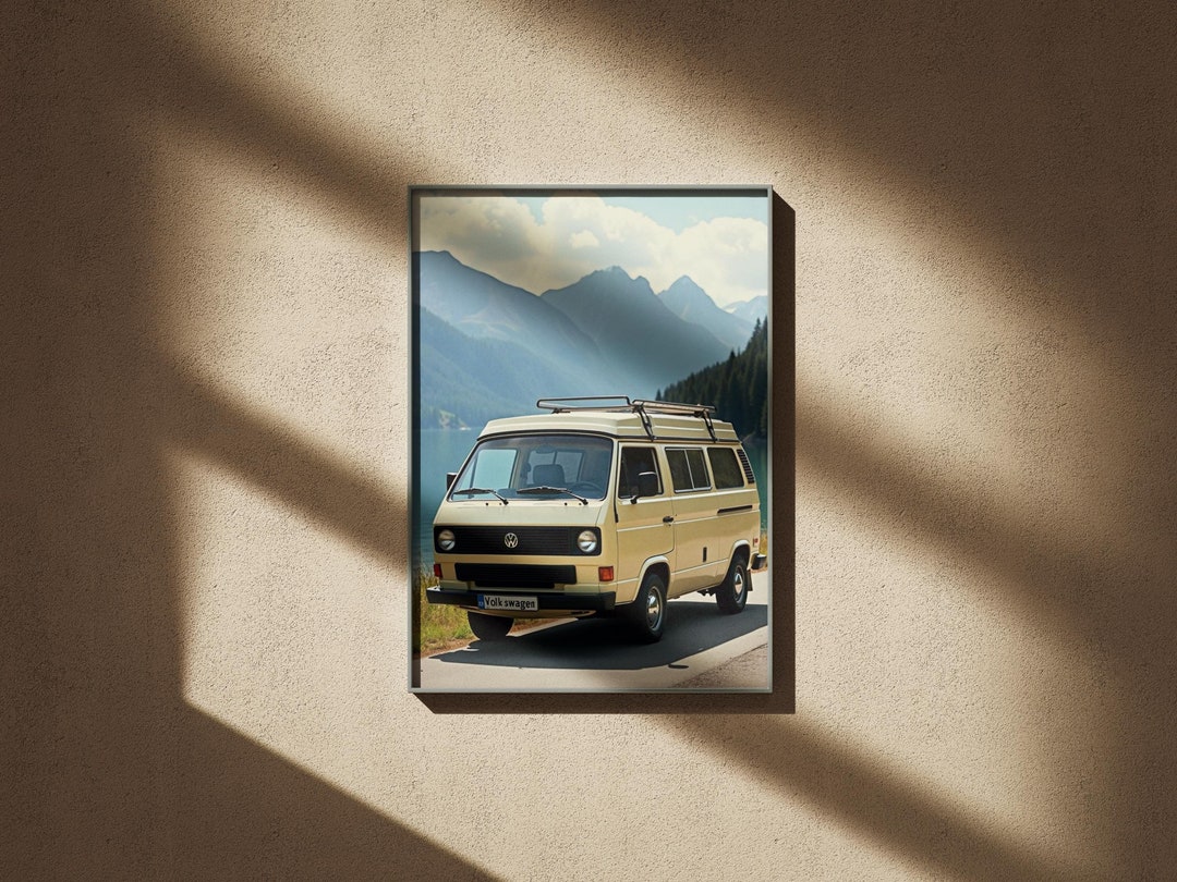 VW T3 Vintage Camper Poster Nostalgic Trip Into the Past High-quality ...