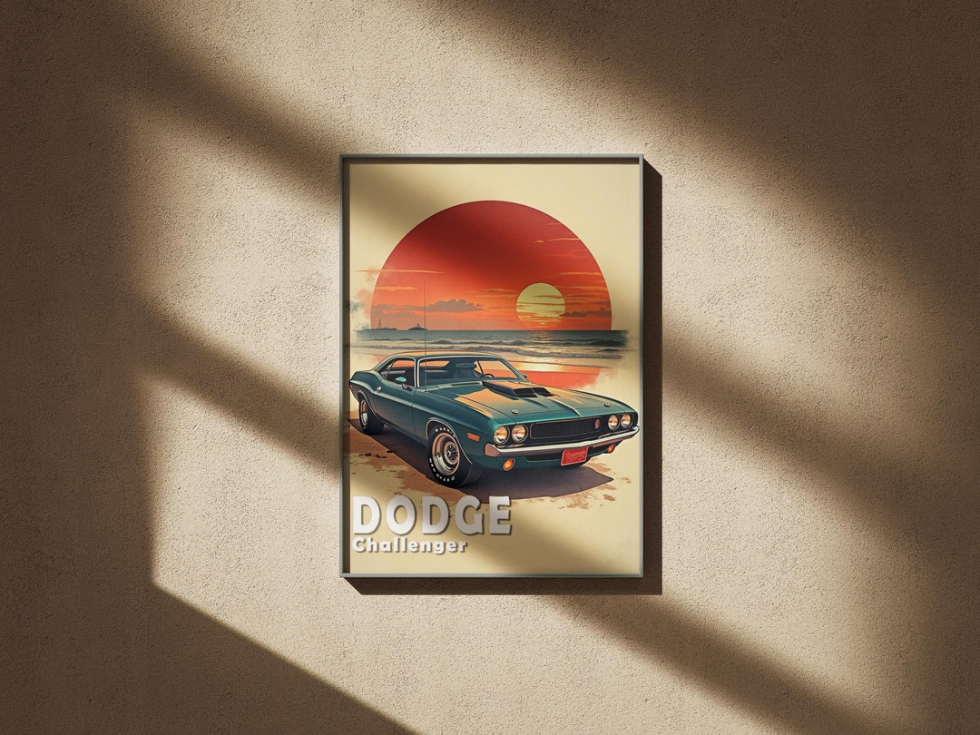 Vintage 1960s Dodge Challenger RT Poster Iconic Muscle Car Art for ...