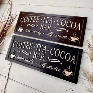 Coffee Tea Cocoa Bar Sign Custom Coffee Bar Sign Home Kitchen Decor ...