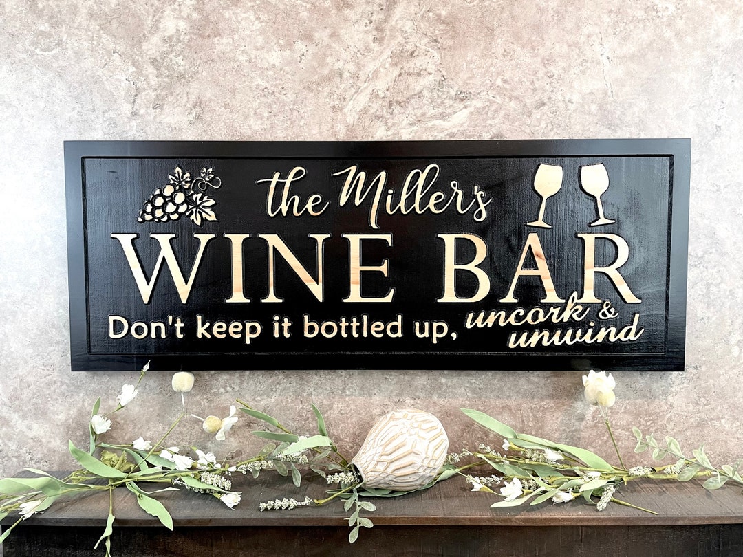 Wine Bar Sign Custom Wine Sign for Home Bar Decor Personalized Wine Bar ...
