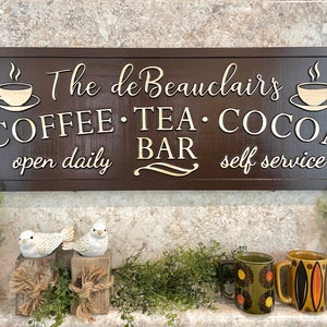 Custom Coffee Tea Cocoa Sign Coffee Bar Sign New Home Kitchen Decor ...