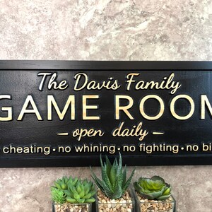 Personalized Game Room Sign Custom Family Game Room Sign Last Name Sign ...