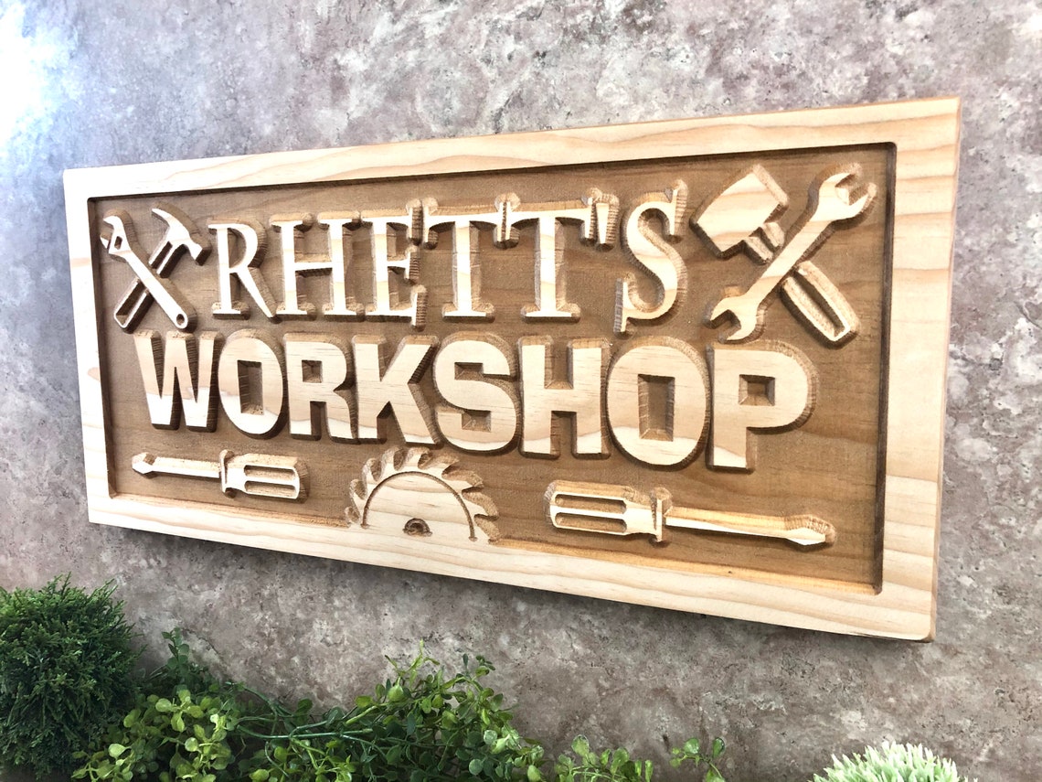 Personalized Workshop sign Birthday gift for dad Custom Garage | Etsy