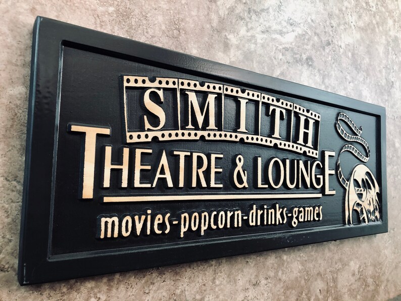 Custom Home Theater Sign Personalized Movie Theater Decor | Etsy