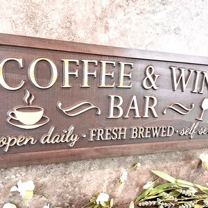 Custom Coffee Wine Bar Sign Coffee Bar Decor Wine Sign Wood - Etsy