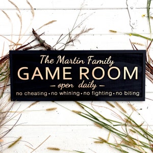 Personalized Game Room Sign Custom Family Game Room Sign Last Name Sign ...